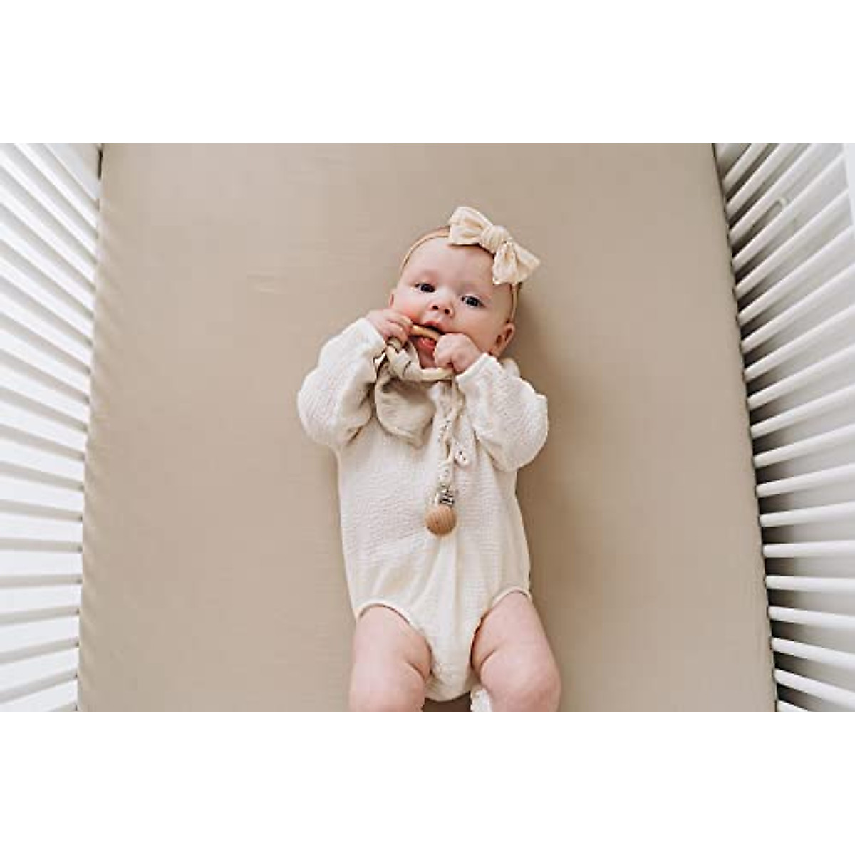 Little Babes 100% Organic Cotton Muslin Crib Sheet | Soft Fitted Crib Sheet for Standard Crib Mattress or Toddler Mattress | Breathable Sheets |Neutral Crib Sheets| Included: Bunny Comforter| Cream