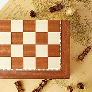 QueenSide 12" Magnetic Wooden Chess Set with Folding Chess Board & Staunton Chess Pieces 2 Extra Queens, Portable (30x30cm)