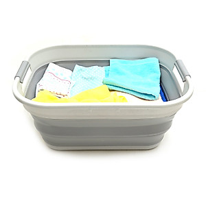 SAMMART Collpasible Laundry Basket (19.5L Collapsible Laundry Basket (Grey))
