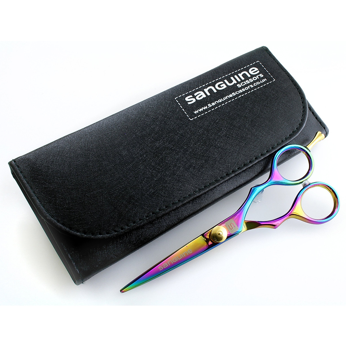 Beard Trimming Scissors, Mustache Scissors, Titanium - 5.5" (14cm) + Presentation Case and Tip Protector