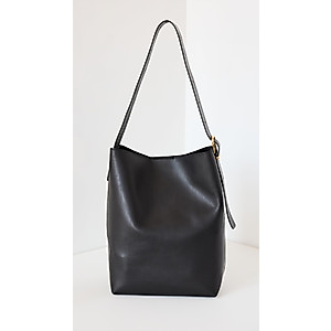 Madewell Women's The Essential Bucket Tote in Leather, True Black, One Size