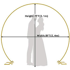 Putros 8FT Gold Round Backdrop Stand Metal Circle Balloon Arch Frame Wedding Arch for Ceremony Birthday Party Anniversary Bridal Graduation Decoration