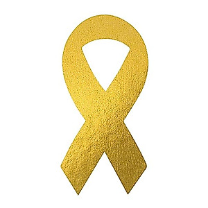 FashionTats Gold Ribbon Childhood Cancer Temporary Tattoos | Pack of 25 | Skin Safe | MADE IN THE USA | Removable