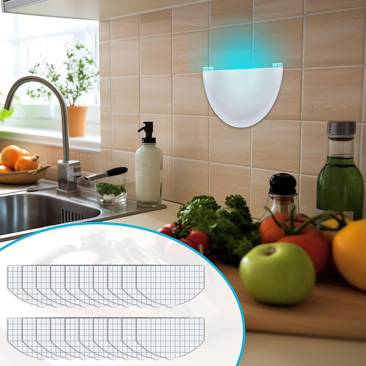 Qualirey 20 Pack Flying Insect Trap Refill Compatible with Faicuk FA-FLT07 Wall Sconce Fly Trap, Replacement Fly Glue Boards Refills for Capturing Flies, Moths, Gnats, Mosquitoes