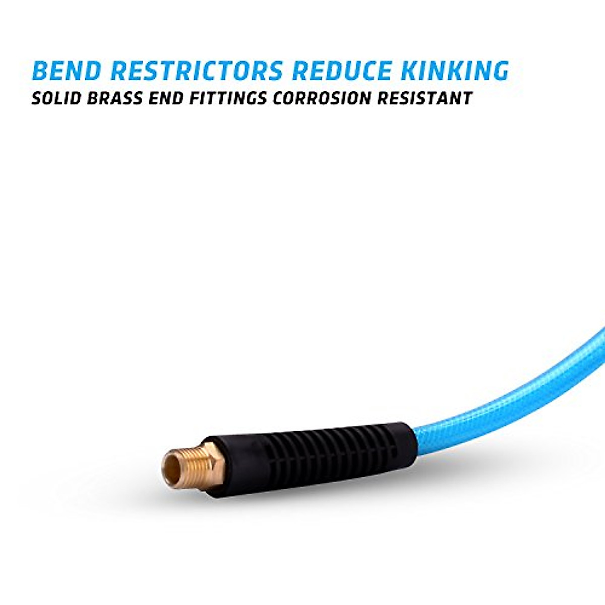 WYNNsky 1/4 inch x 25 feet Reinforced Polyurethane (PU) Air Hose, 300 PSI, Air Compressor PU Hose With 1/4" MNPT Brass Endings