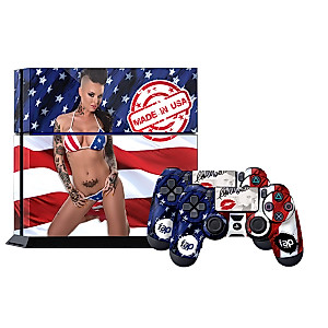 Ps4 Console Designer Skin for Sony Playstation 4 System Plus Two(2) Decals For: Ps4 Dualshock Controller - Christy Mack Patriot by FapWrap