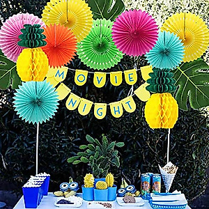 Flamingo Party Honeycomb Decoration, Hanging Paper Fan, Palm Leaf , Pineapple Paper lanternFiesta Party Supplies, Tissue Paper Flowers for Hawaiian Beach Luau Party Birthday Wedding Photo Backdrop