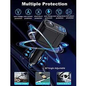 Cigarette Lighter Splitter Adapter, 210W 4 in 1 Cigarette Lighter USB Charger [PD3.0& DualQC3.0] Multi Port & Socket, 12V/24V Dual USB Type C Fast Car Charger Adapter for iPhone 14,Samsung,iPad