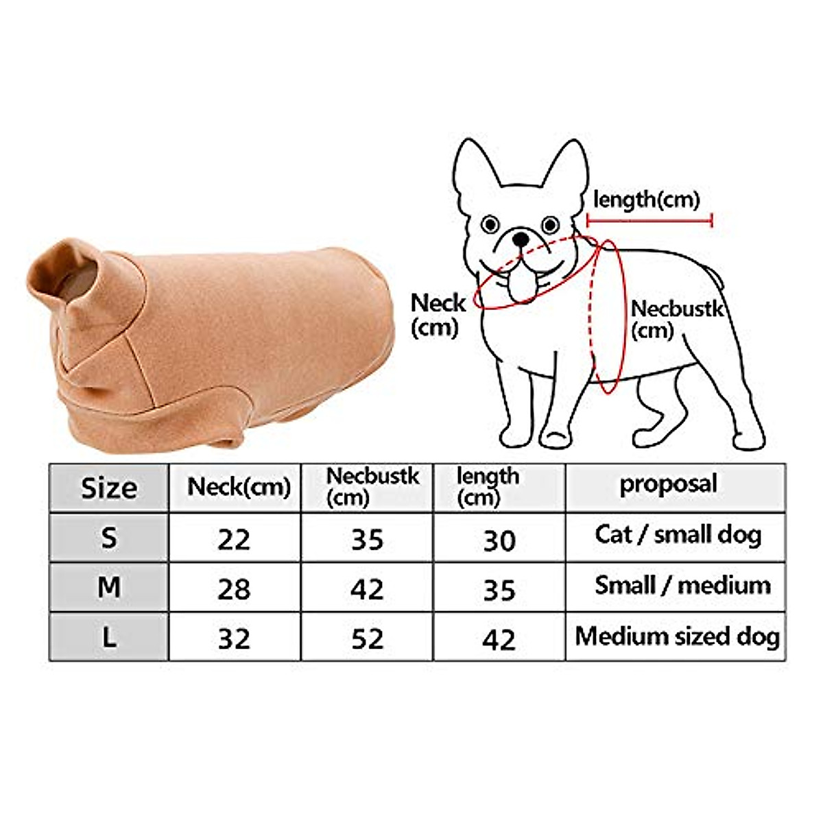 BIGNADO Small Dog Sweatshirt Cat Sweaters Spring Soft Warm Coat Cat Vest Clothes Puppy Kitten Coat Dog Cat Sweater Warm Dog Shirt for Small Dog Chihuahua Bulldog Puppy Kitten (M)