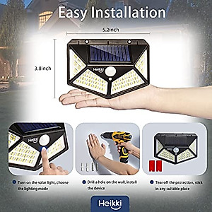 Heikki Solar Lights Outdoor, New Upgraded 162 LED/ 3 Modes Motion Sensor Security Lights with 270° Wide Lighting Angle, IP65 Waterproof Solar Powered Lights for Garden Fence Garage Patio (6 Pack)