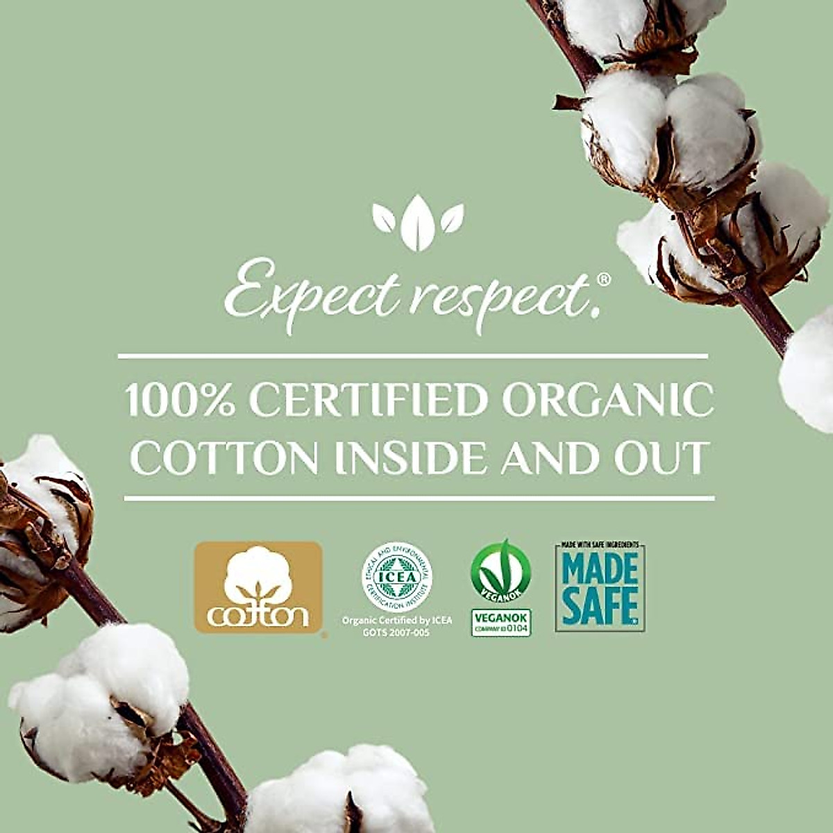 Organyc 100% Certified Organic Cotton Feminine Pads, Moderate Flow, 10 Count
