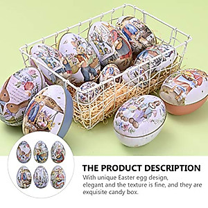 jojofuny 12Pcs Painted Eggshell Style Tin Box Easter Rabbit Tin Box, Egg- shaped Candy Box Jewelry Box Gift Package Box Metal Empty Eggs