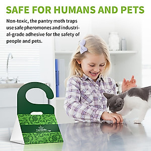 Carmelie Pantry Moth Traps, Moth Traps with Pheromones Prime, 10 Moth Traps for Meal Moth Killer, Sticky Glue Flies Pest Food and Cupboard Moth Killer, Hook Design for Indoor Kitchen Closet, Non-toxic