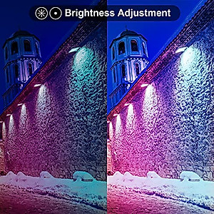 LED Flood Light RGBW Color Changing Lights Cool White Outdoor Smart Floodlights 40W, Dimmable by Remote Control, IP66 Waterproof Landscape Lighting Garden LED Wall Wash Lights 2 Pack
