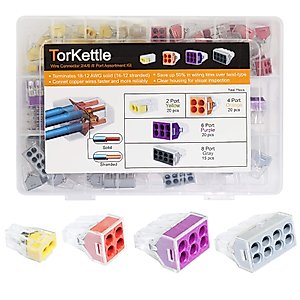 75PCS Wire Connector 2/4/6/8 Port Conductor Combination Assortment Pack for Junction Boxes
