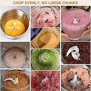 Food Processor, Meat Grinder Electric Food Chopper with 2 Bowls (8 Cup+8 Cup), 300W 4 Bi-Level Blades 5 Speed Mini Kitchen Cutter for Vegetable, Onion, Garlic, Meat, Nuts, and Baby Food (Blue-2L)