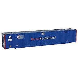 Walthers SceneMaster HO Scale Model of Pacer Stacktrain (Blue, White, red) 53' Singamas Corrugated Side Container,949-8507