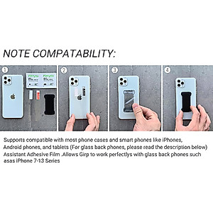 WUOJI Cell Phone Finger Grip Strap Holder for Hand, Finger Strap Phone Holder, New Slim Finger Loop Selfie Grip Compatible with Most Smartphones - 2Pack(Black Darkpurple)