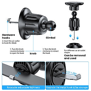 AUCELI Car Phone Holder for Air Vent, Universal Hands-Free Car Cell Phone Mount, Big Phones & Thick Case Friendly, Auto Phone Clamp Cradle for iPhone 14 13 12 Pro Max and More Smartphones