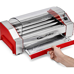 The Candery Upgraded Hot Dog Roller - Sausage Grill Cooker Machine - 6 Hot Dog Capacity - Household Hot Dog Machine Upgraded Plastic Cover