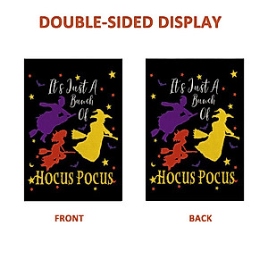 Halloween Garden Flag, 12"x18" Vertical Double Sided I Smell Children Sanderson Sisters Hocus Pocus Outdoor Decorations, Farmhouse Seasonal Holiday for Decor (Its just a bunch of Hocus Pocus)