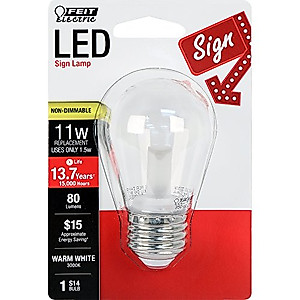 Feit Electric BPS14/SU/LED Non-Dimmable Led Bulb, 1.5 W, 120 V, 80 Lumens, 3000K, 1-1/2 in Dia X 3-1/4 in L, Warm White