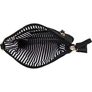 B BRENTANO Vegan Mini Multi-Zipper Crossbody Handbag Purse with Tassel Accents (Black.)