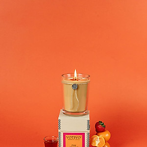 VOTIVO 16.2oz Large Aromatic Soy Blend Candle, Highly fragranced Luxury Home décor-Teak