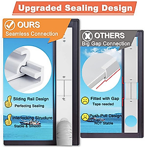 Complete 6-Piece Window Seal Kit for Portable Air Conditioner - Fits Sliding Windows and Doors - Extends up to 87in - Includes 5.9in Exhaust Hose and Rain Cover