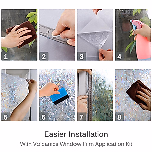 Volcanics Window Privacy Film Static Window Clings Vinyl 3D Window Decals Window Stickers Rainbow Window Film for Glass Door Heat Control Anti UV 17.5 x 78.7 Inches