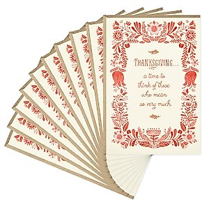 Hallmark Pack of Thanksgiving Cards, Close in Thought and Heart (10 Cards with Envelopes)