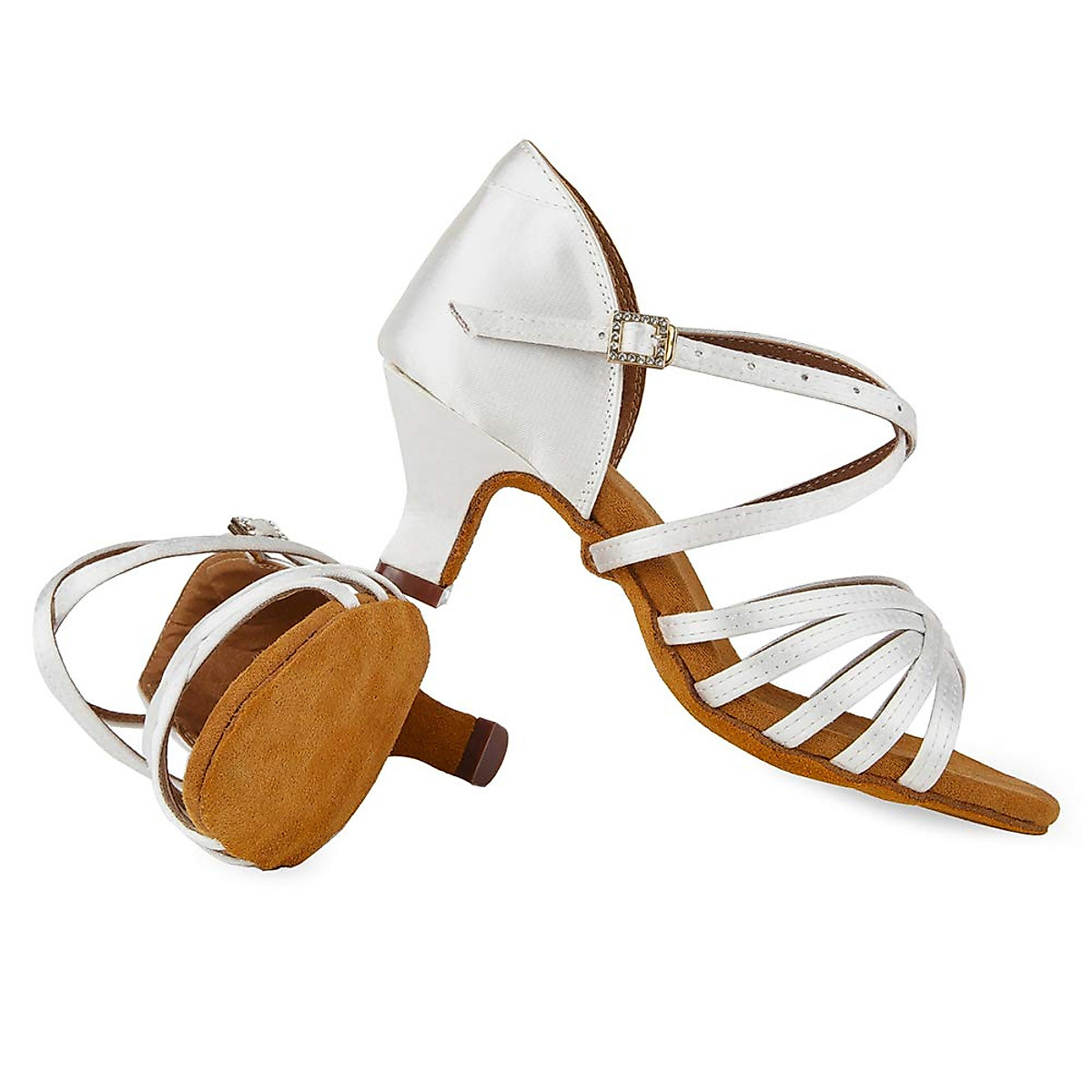 RUYBOZRY Women's Latin Dance Shoes Professional Ballroom Salsa Latin Practice Dance Shoes,213ZS-White-5,US 6.5