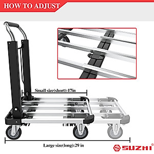 Folding Platform Truck cart with 4 Wheels, Moving Cart Collapsible Dolly, Foldable Dolly Cart, 330LBS Capacity, Durable, Solid & Essentials for Moving Luggage, Travel, Shopping