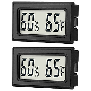 Mini Digital Thermometer 2-Pack Hygrometer Indoor Humidity Monitor Temperature Humidity Gauge Meter with Fahrenheit (℉) for Humidors, Greenhouse, Garden, Cellar, Closet, Fridge Etc by DWEPTU