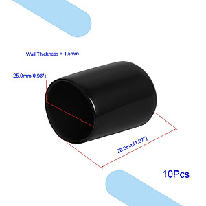 Aopin Screw Thread Protectors Rubber Round End Cap Cover 1 Inch (25mm) PVC Flexible Tubing Pipe Protective Bolt Screw Thread Protector Safety Cover | for Pipe Post Tubing Rod Cover 10 Pcs (Black)