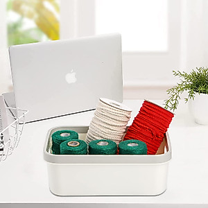 Elsjoy Set of 6 Plastic Storage Bin, 10"x 7"x 4" Classroom Storage Basket Cabinet Storage Bin with Handle, White Shelf Organizer Bins for Bathroom, Office, School