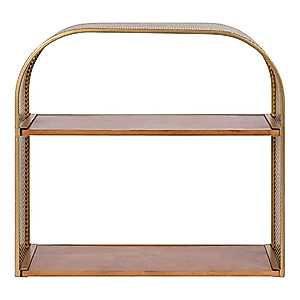 Kate and Laurel Urso Arch Floating Side Table, 20 x 19, Gold, Modern Geometric Wood and Metal Shelf