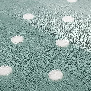 Kingole Flannel Fleece Microfiber Throw Blanket, Luxury Celadon Queen Size Dot Pattern Lightweight Cozy Couch Bed Super Soft and Warm Plush Solid Color 350GSM (90 x 90 inches)