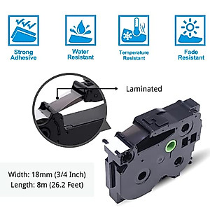 TZ Tape 18mm 0.7 Laminated White Replacement for Brother TZe-241 TZe241 P-Touch Label Tape Work with Brother Label Maker PTD600 PT-D610BT PT-D410 PTD400 PT-1830 PT-2430, 3/4 Inch x 26.2 Feet, 4-Pack