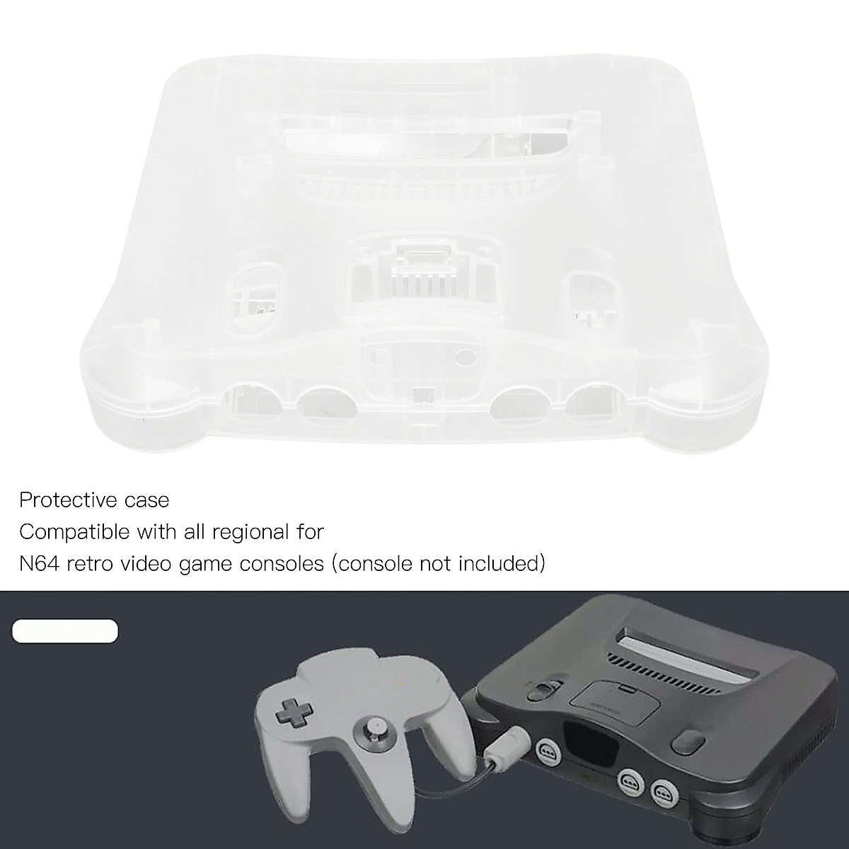 Replacement Translucent Clear Housing Case Multipurpose Retro Video Game Console Shell for N64 Retro Video Game Console