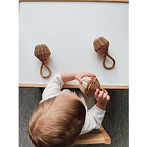 Neka Rattan Rattle | Montessori Handmade Ages 3 Months and Up, Baby Bear Brown, Shaker Rattle (Acorn)