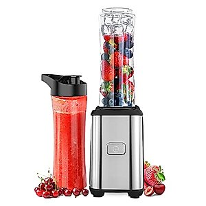 Portable Blender, Personal Size Blender for Shakes and Smoothies with 2 Tritan BPA-Free 20Oz Blender Cups, Mini Smoothie Blender with 4 Sharp Stainless Steel Blades, Mini Blender for Fruits, 25000RPM