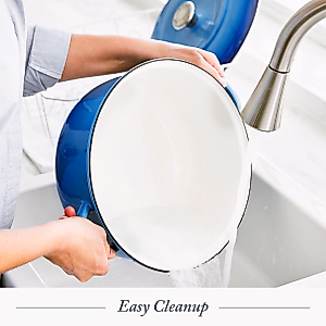 Merten & Storck German Enameled Iron, Round 5.3QT Dutch Oven Pot with Lid, Azure Blue