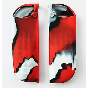 Hikfly 3pcs Silicone Gel Non-Slip Cover Skin Protector Case Kits Compatible for Nintendo Switch 6.2" Screen(2017) Consoles and Joy-Con Controllers+8pcs Thumb Grips Caps(Red Camou)