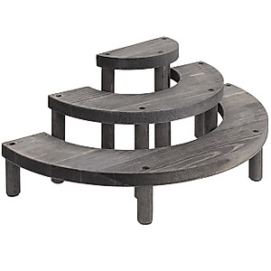 MyGift Semicircle 3 Level Cupcake Stand Set, Vintage Gray Wood Display Riser, 3-Piece Set