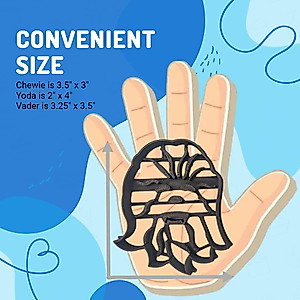 INSPIRED BY STAR WARS COOKIE CUTTERS. Inspired By Star Wars Darth Vader Black Mask, Green Yoda and Brown Chewbacca Face Head Cookie Cutters (3 Pack)
