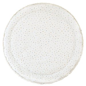 MakeMake Organics Organic Play Mat GOTS Certified Organic Cotton Nursery Floor Rug Washable Reversible Non Toxic Activity Mat Tummy Time Crawling Pad Thick Quilted (Round 48", Dotty + Solid Ivory)
