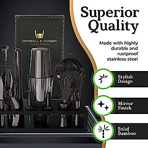 13-Piece Boston Cocktail Shaker Bar Set Gunmetal Plated Bartender Kit Cocktail Shaker Set Black Cocktail Kit with Mixology Bartender Kit Bar Accessories Bartending Kit Cocktail Set With Shaker