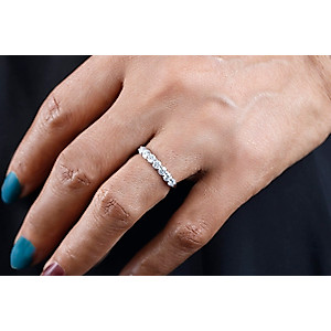 Buy Jewels Solid 10k Gold Wedding Band Moissanite Half Eternity Anniversary Ring For Women (G-H Color) (White Gold, 8)