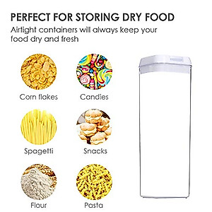 Vtopmart 4PCS 3.2L Airtight Food Storage Containers with Lids and 4 PCS 1.9L BPA Free Plastic Spaghetti Containers with Easy Lock Lids